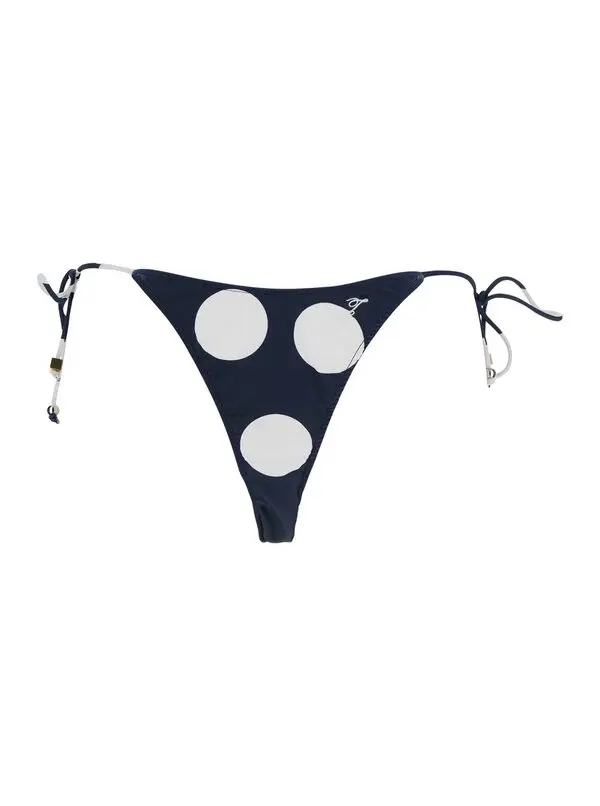 Jacquemus Polka Dot Triangle Bikini Bottom With Side Logo Embroidery In Tech Fabric
