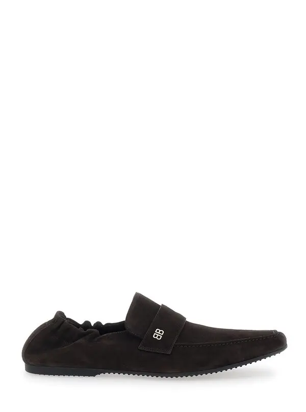 Balenciaga Leather Loafers With Rounded Toe And Suede Upper