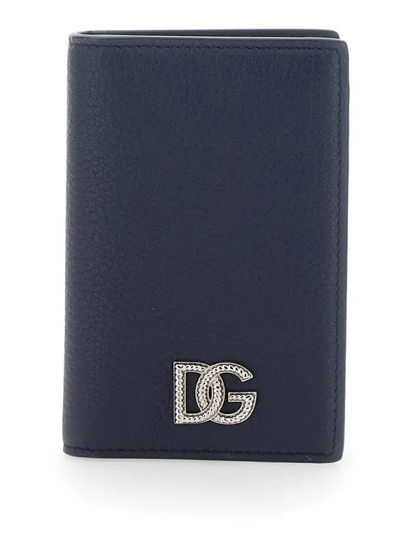 DOLCE E GABBANA Grained Leather Cardholder With Logo Plate And 6 Card Slots