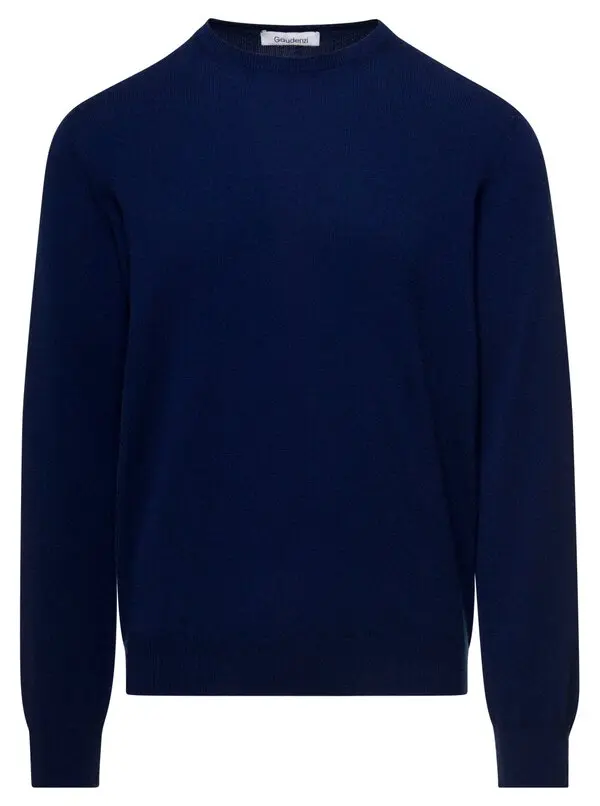 GAUDENZI Crew Neck Cashmere Sweater With Ribbed Neck Cuffs & Hem