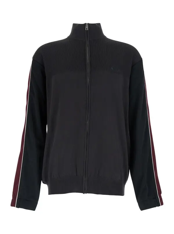 Balenciaga Logo Embroidered High-neck Cotton Sweatshirt With Front Zip