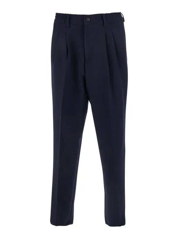 LOW BRAND Cotton Regular-fit Pants With Elastic Waist, Belt Loops & Pockets