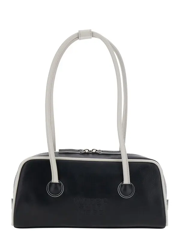 MARGESHERWOOD Mergesherwood Baguette Shoulder Handbag With Logo Lettering In Leather, 29x14x7 Cm - Black