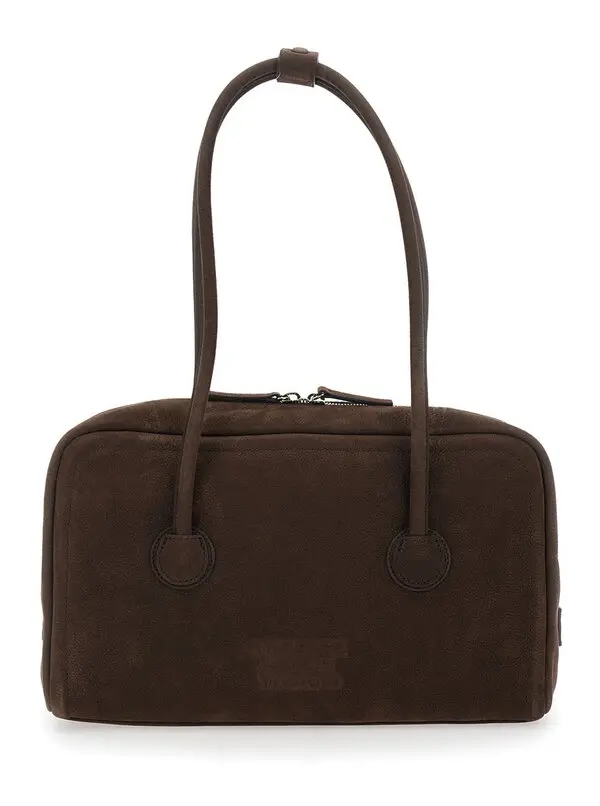 MARGESHERWOOD Soft Boston Mini Leather Shoulder Handbag With Logo Lettering
