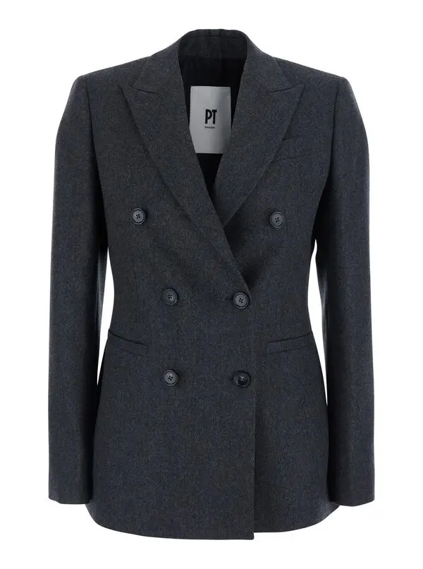 PT TORINO Pt Double-breasted Cashmere Wool Blazer Jacket For
