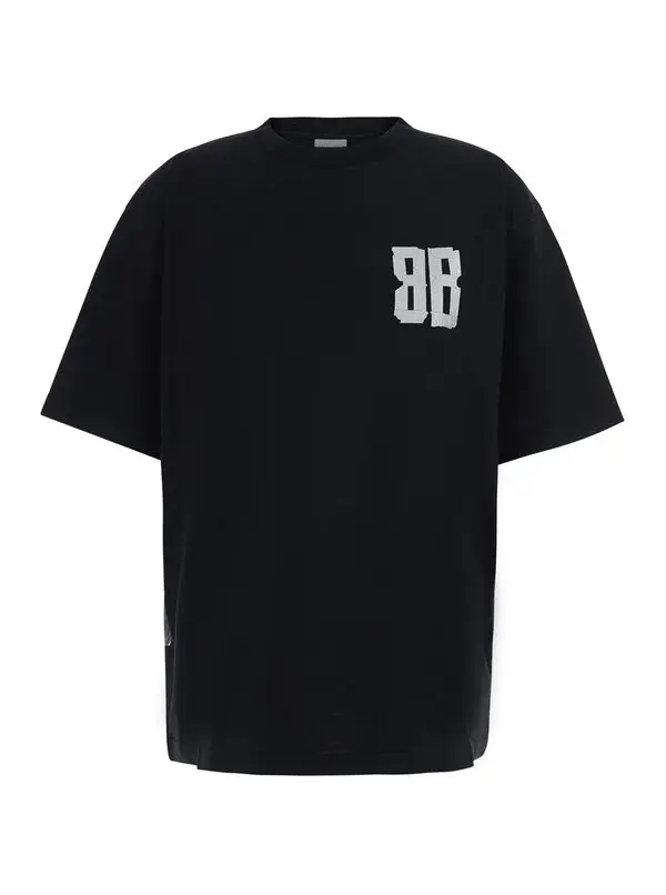 Balenciaga Large-fit T-shirt With Glitter Tape Detail - Black