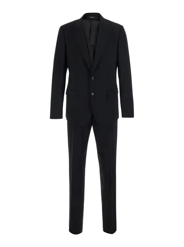 DOLCE E GABBANA Wool Single-breasted Suit With Peak Lapels, Welt Pocket & Front Pleated Trousers