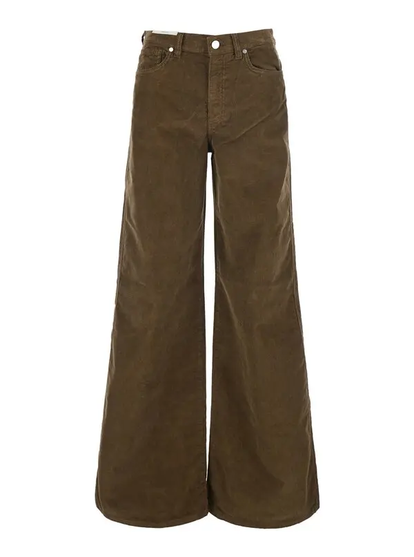 PT TORINO Velvet High-waist Pants With Back Logo Patch