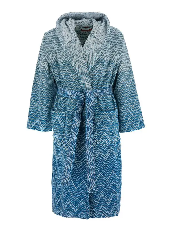 Missoni Cotton Bathrobe With Hood And Zigzag Motif