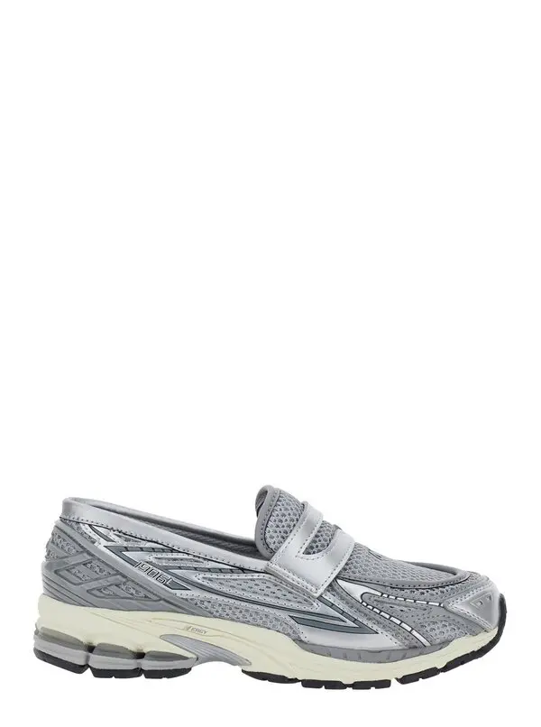 NEW BALANCE Slip-on Leather & Textile Sneakers With Rubber Sole And Front Logo - Metallic