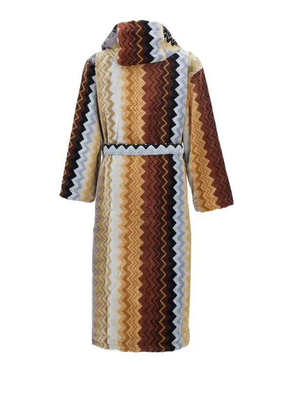 Missoni Zig Zag Cotton Bathrobe With Adjustable Waist Belt And Pockets