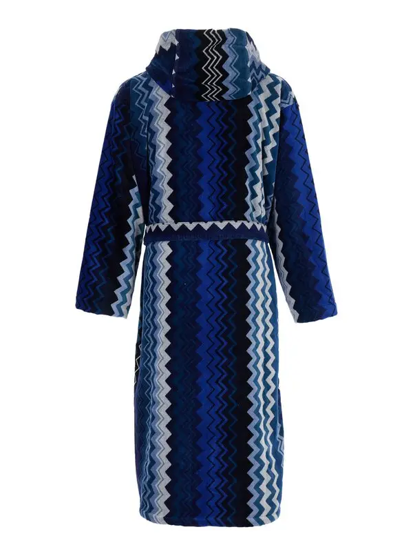 Missoni Tech Fabric Hooded Bathrobe With Drawstring Closure