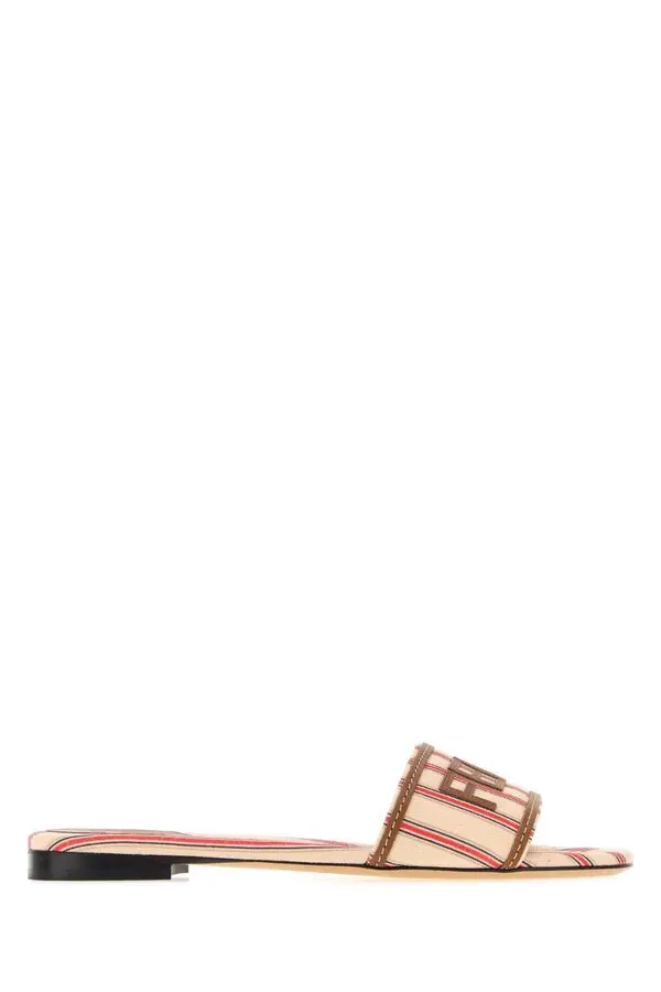 Fendi Embroidered Canvas Sunshine Slippers For