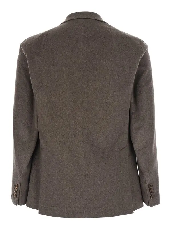 Tagliatore Montecarlo Double-breasted Wool Jacket With Peak Lapels And Logo Brooch - Brown