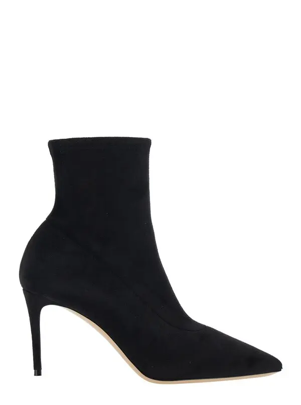 Casadei Julia Eco-suede Pointed Slip-on Ankle Boots With 8 Cm Stiletto Heel - Black