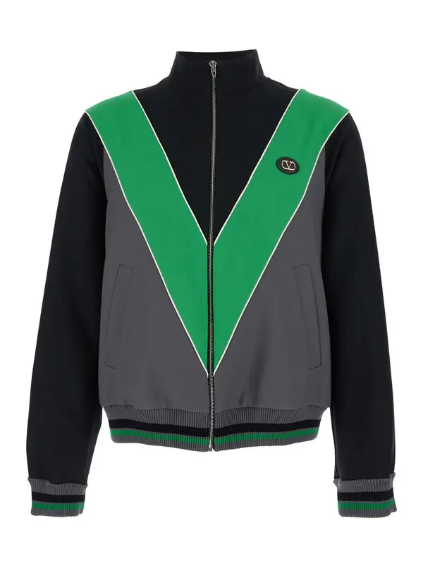 Valentino Garavani High Neck Tech Sweatshirt With V Inlay And Zip Closure For