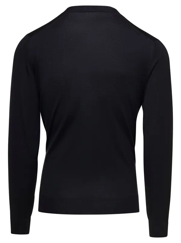 GAUDENZI V-neck Wool Cardigan With Button Front And Long Sleeves - Black