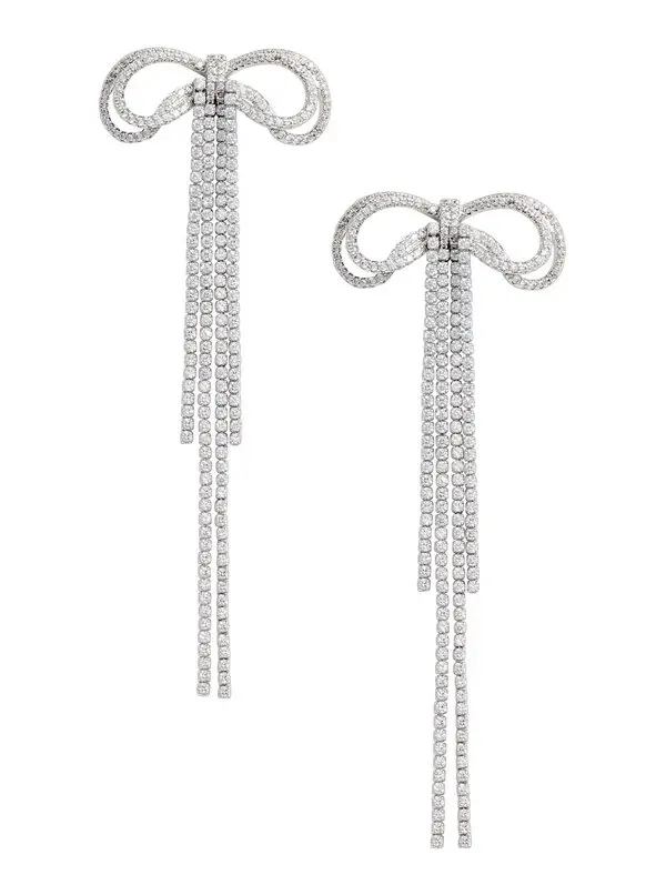 SELF-PORTRAIT Bow And Crystal Drop Earrings In Metal For