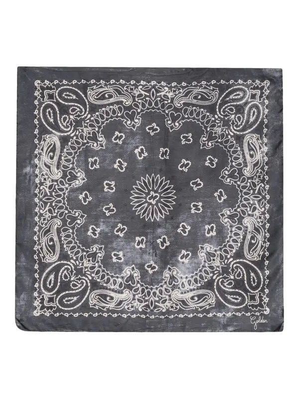 GOLDEN GOOSE Silk Scarf With Contrasting Paint Pattern 70x70 Cm - Grey