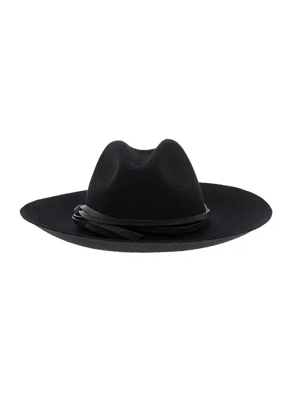 GOLDEN GOOSE Classic Fedora Felt Hat With Leather Belt Detail For - Black
