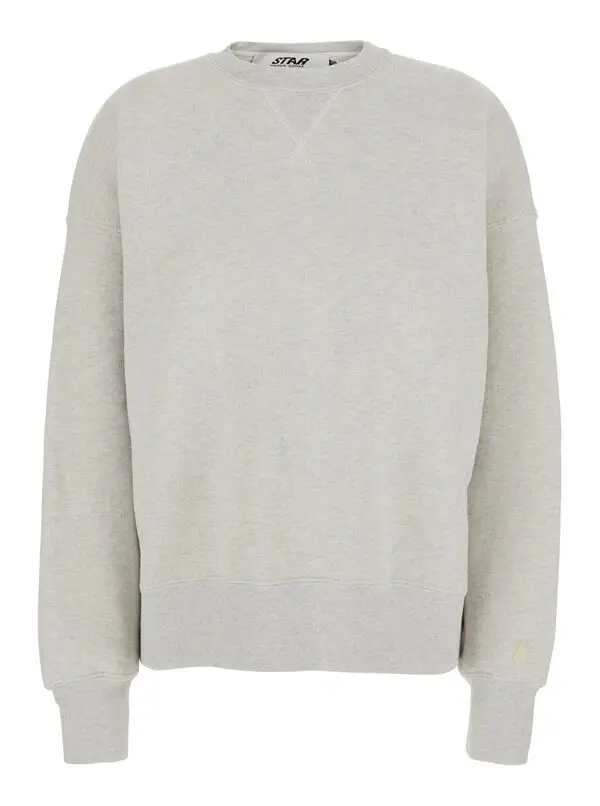 GOLDEN GOOSE Oversized Crewneck Sweatshirt With Star Embroidery - Grey