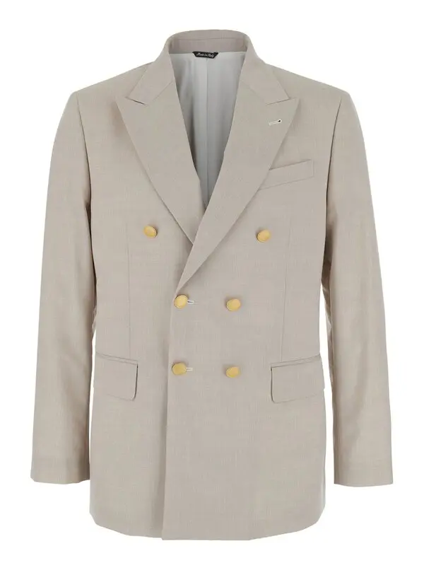 REVERES 1949 Double-breasted Peak Revers Wool-blend Blazer For