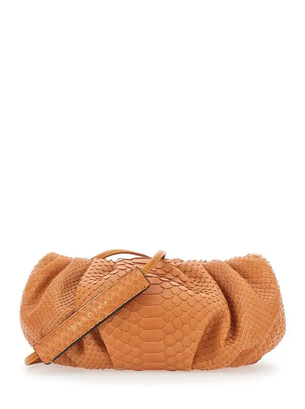 BIAGINI Pillow Leather Clutch With Shoulder Strap, Magnetic Closure And Dimensions 23.5x13x10 Cm