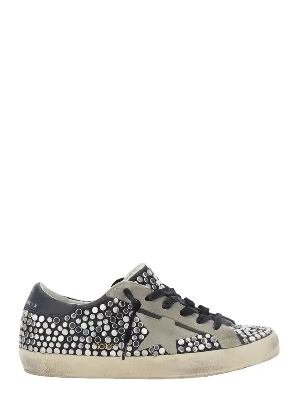GOLDEN GOOSE Nubuck Star Detail Leather Sneakers With Side Studs