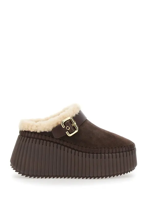 Chloé Chic Shearling-lined Leather Sole Flat Mule