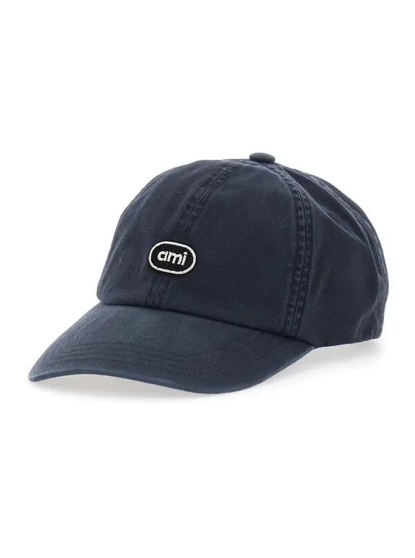 AMI Paris Embroidered Patch Tech Fabric Hat With Front Logo
