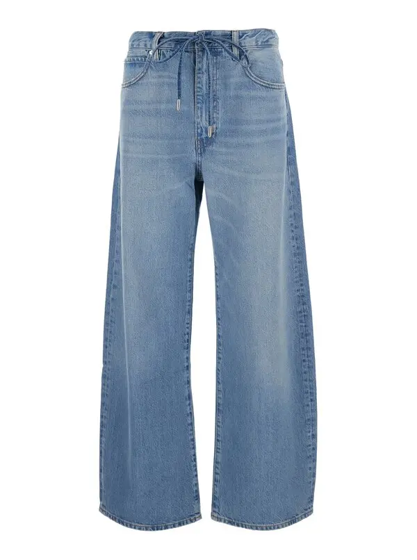 FRAME Off-duty Drawstring Bow Wide-leg Denim Jeans With Relaxed Fit For