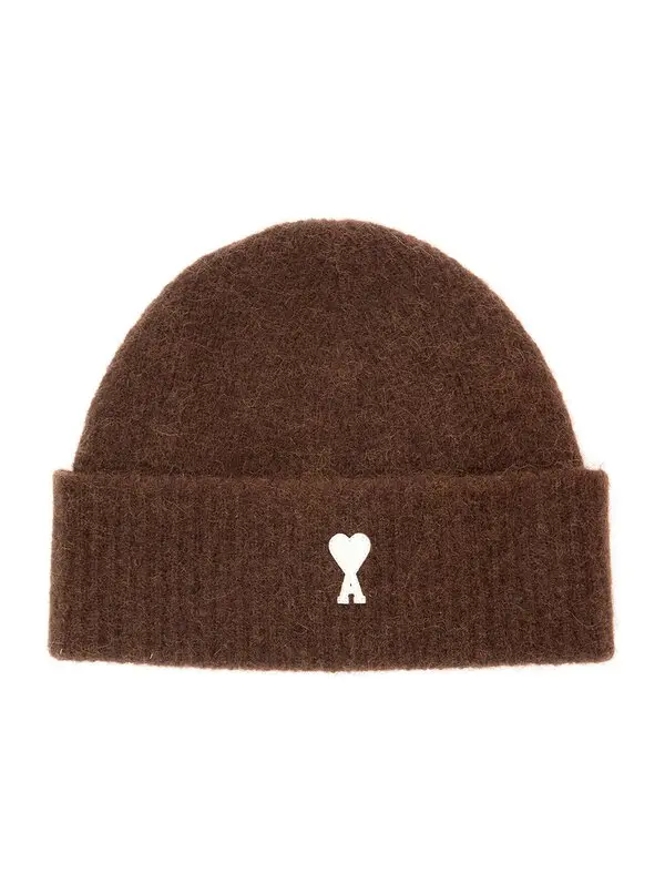 AMI Paris Tech Fabric Beanie With Heart Logo