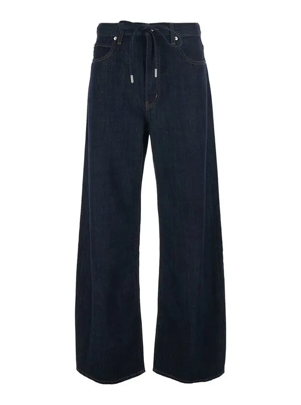 FRAME Drawstring Waist Wide-leg Jeans With Bow Detail And Straight Hem