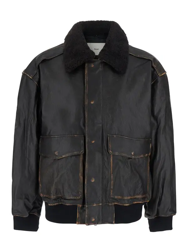 DUNST Detachable A-2 Leather Blouson Jacket With Zip Closure & Chest Patch