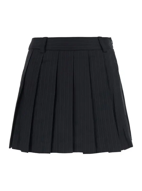 DUNST Pleats Mini Striped Skirt With Tech Fabric