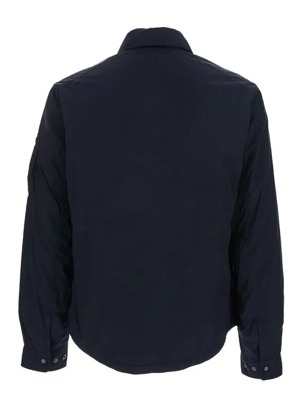 C.P. COMPANY C. P. Company Tech Fabric Button-front Jacket With Classic Collar And Logo Sleeve Plate