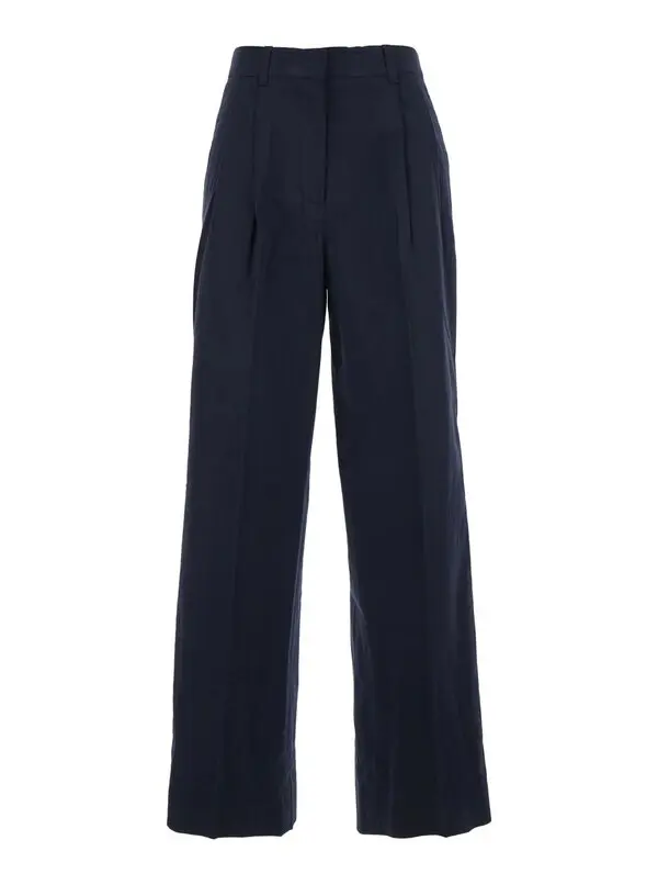 DUNST Cotton-blend Relaxed-fit Pants With Front Pleats