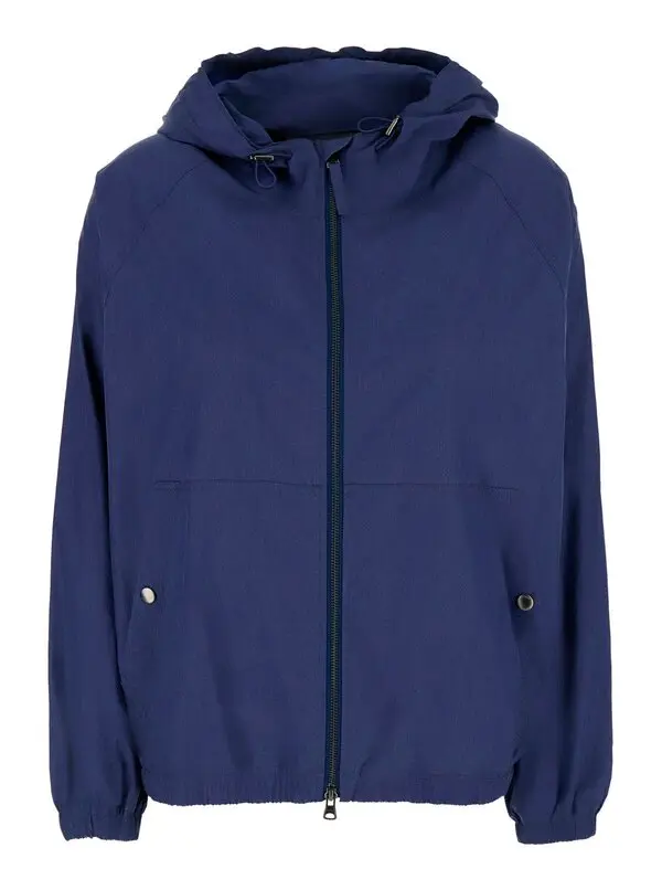 DUNST Cotton-blend Hooded Zip-front Jacket