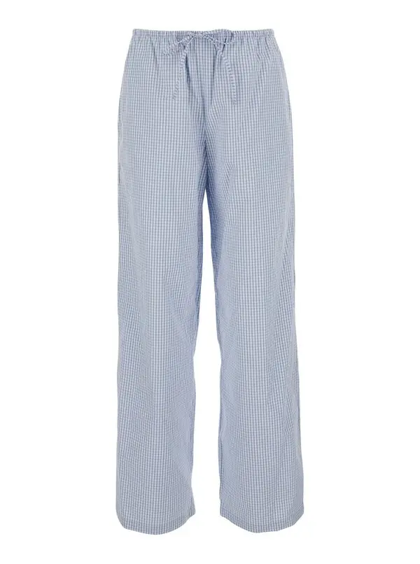 DUNST Check Motif Cotton-blend Pants With Elastic Waistband And Drawstring