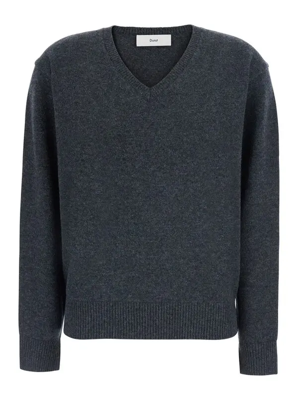 DUNST Cashmere V-neck Sweater For With Long Sleeves