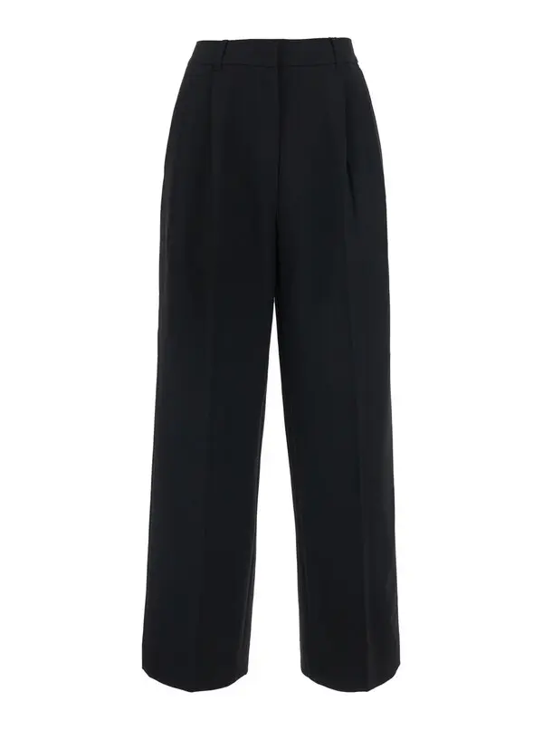 DUNST Double-pleated High-waist Wide-leg Slacks With Side Pockets