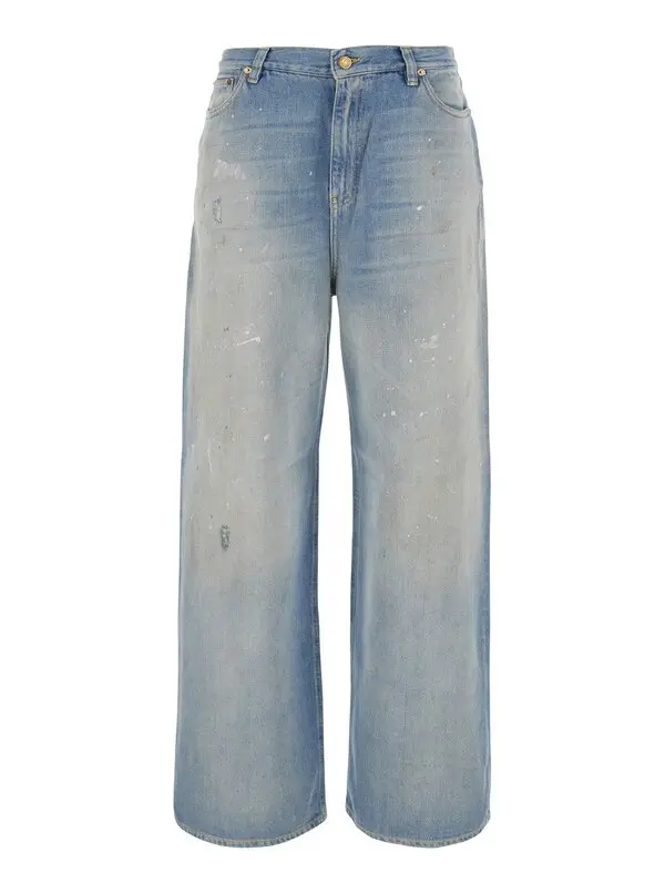 GOLDEN GOOSE Journey Melody Boyfriend Jeans For With High-waist And Paint Detail - Blu