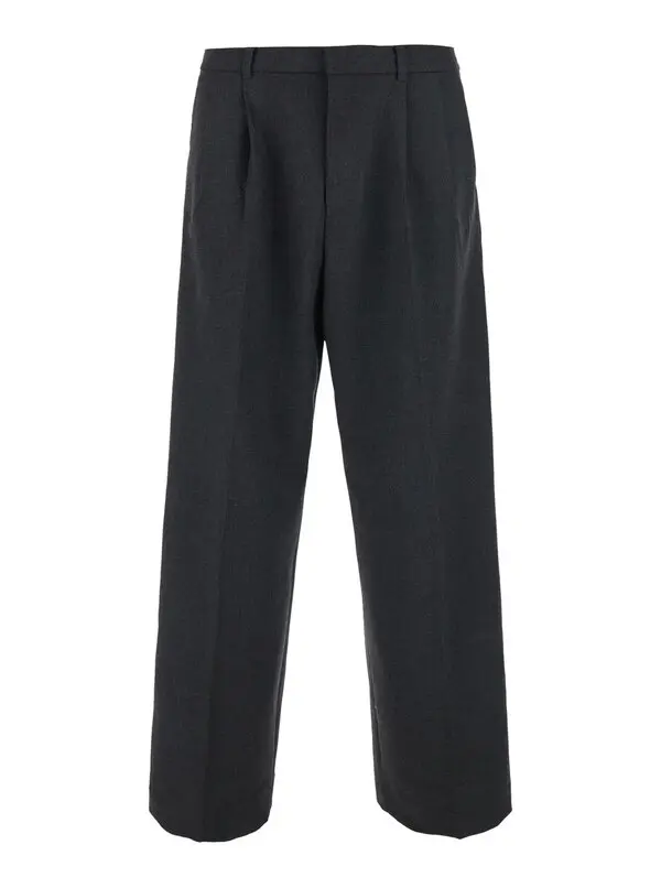 DUNST Double Pleated Wide Slacks With Tech Fabric And Side Pockets