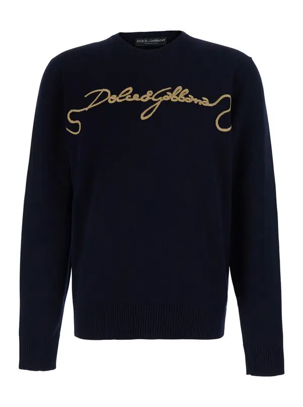 DOLCE E GABBANA Crew Neck T-shirt With Front Logo Lettering Embroidery