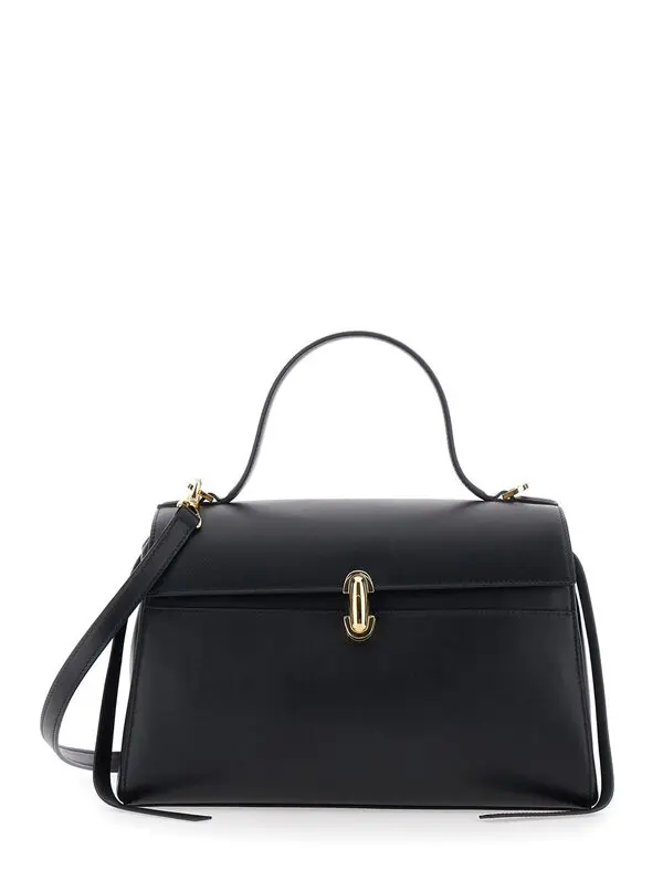 Savette Soft Symmetry Leather Handbag With Top Zip Closure, Two Handles, 30 X 20 X 15 Cm
