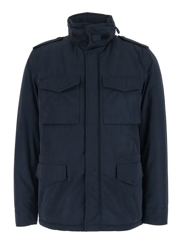 Aspesi Tech Fabric Front-zip Jacket With High Collar And Side Zip Pockets