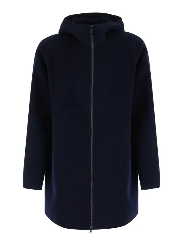 Aspesi Wool Jacket With Fixed Hood And Front Zip Closure