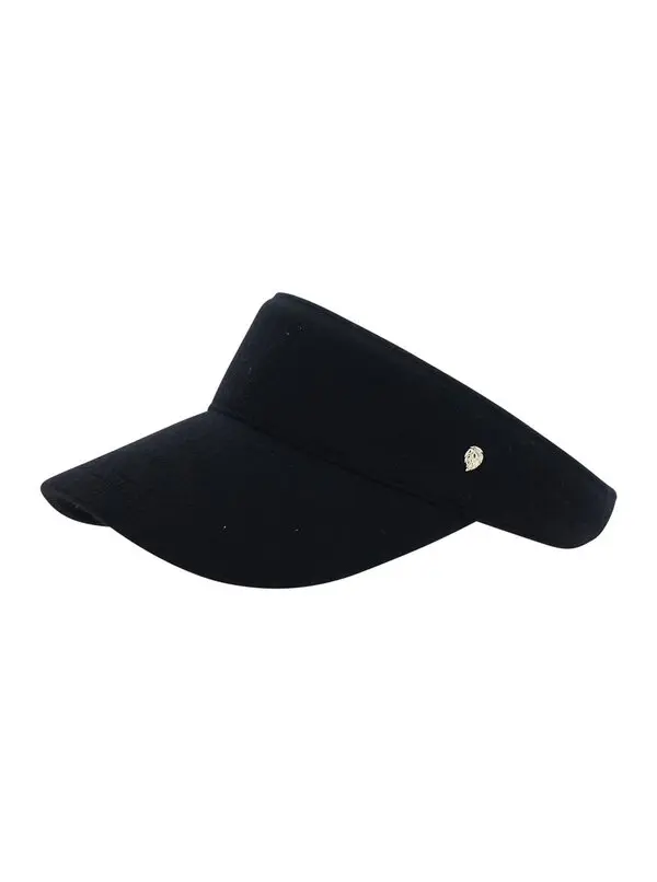 Helen Kaminski Berkley Wool Visor Hat With Curved Brim And Side Logo Plate - Black
