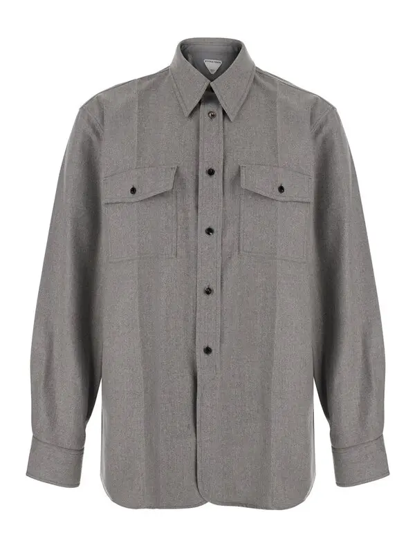 Bottega Veneta Compact Wool Flannel Shirt - Grey