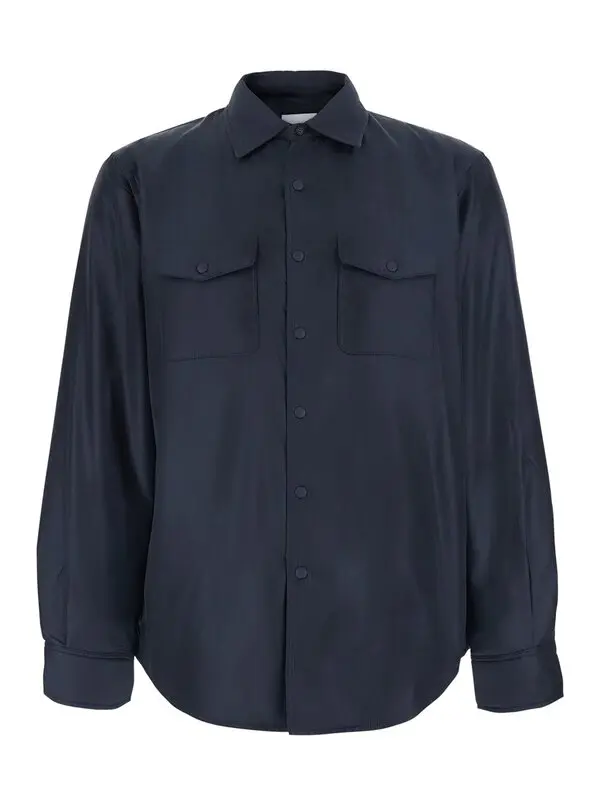 Aspesi Tech Fabric Pointed Collar Button-front Jacket With Patch Pockets